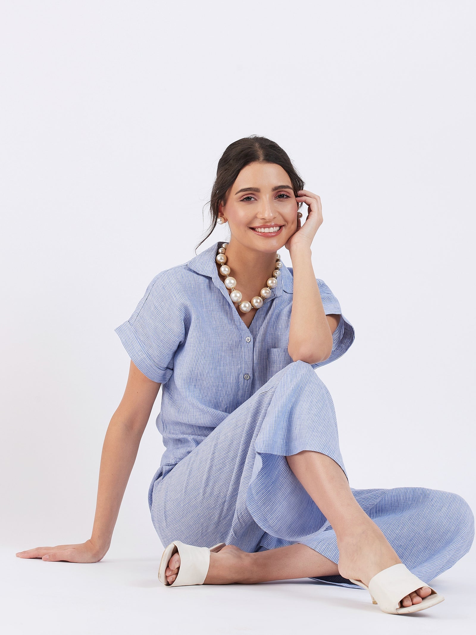 STRIPE LINEN WIDE LEG CROP PANTS – ilovemili